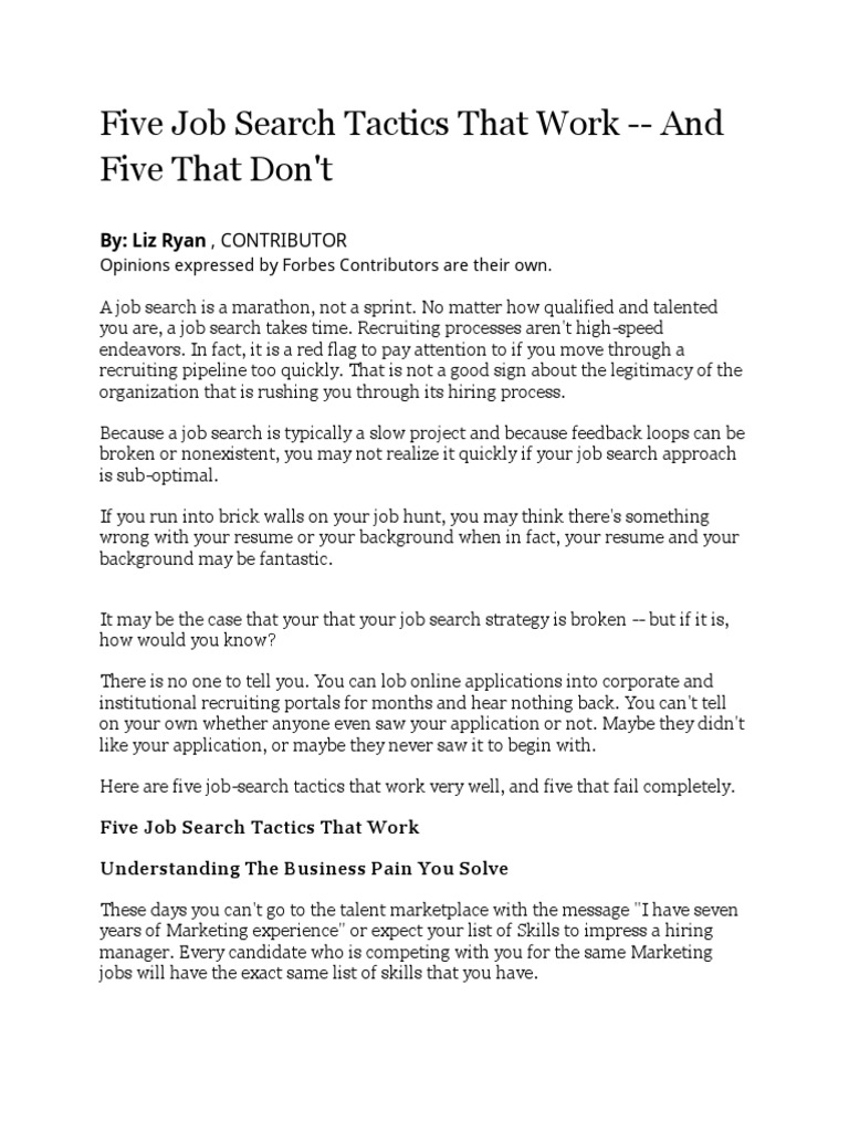 Five Job Search Tactics | PDF | Résumé | Employment