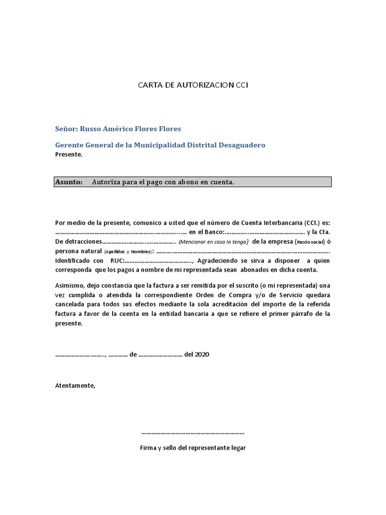Modelo de Carta CCI | PDF