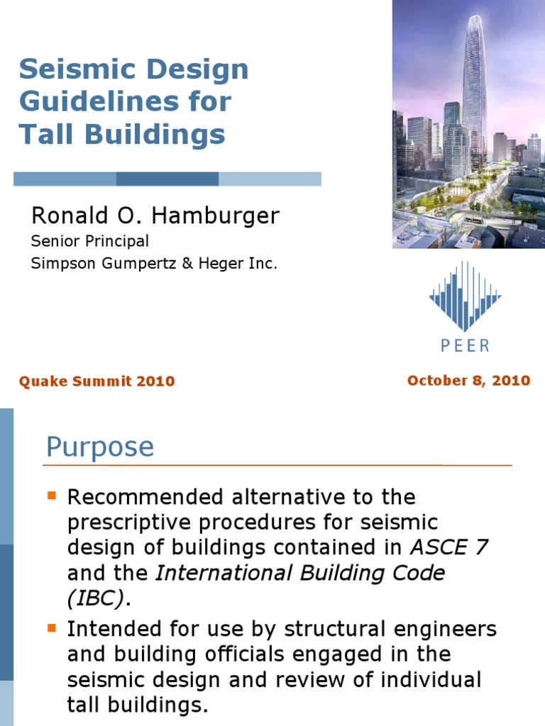Seismic Design Guidelines For Tall Buildings: Ronald O. Hamburger | PDF ...