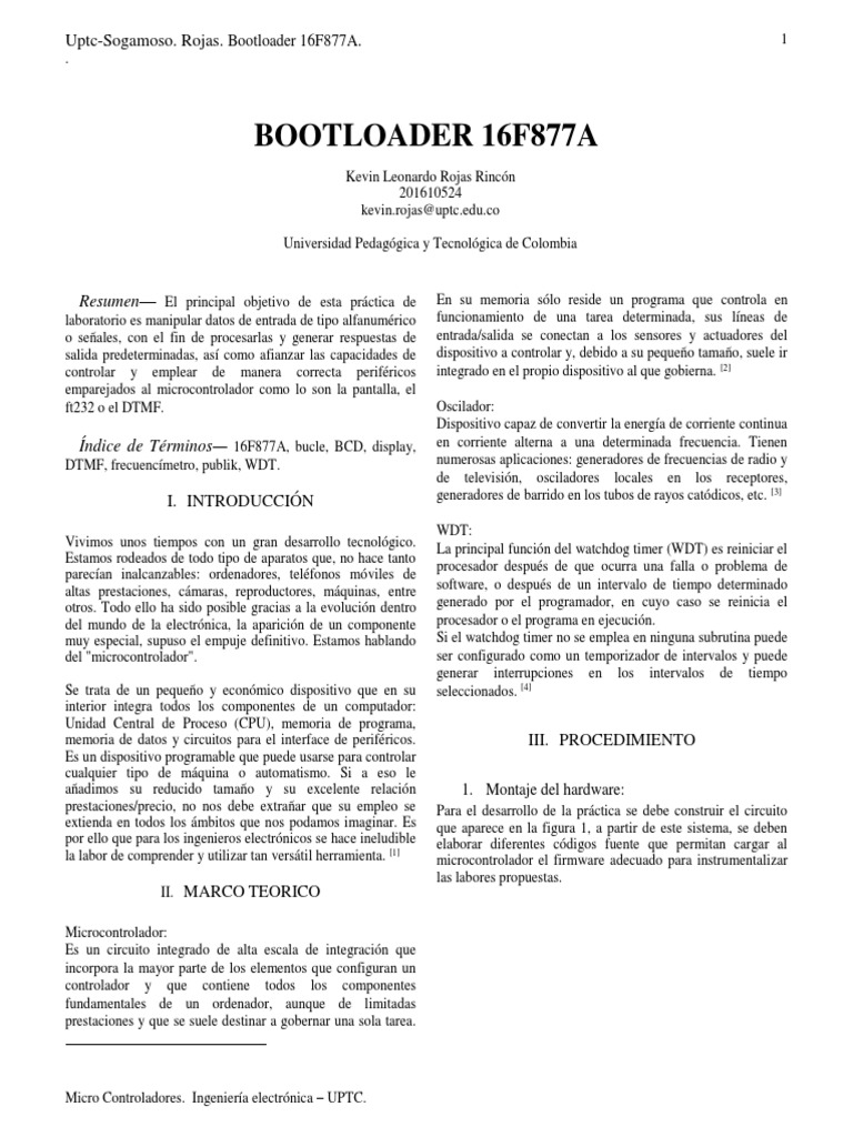 Bootloader 16F877A: Resumen | PDF | Microcontrolador | Hardware de la computadora