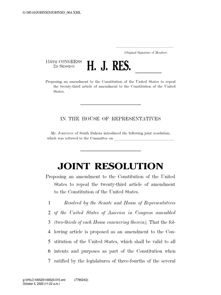 23rd Amendment | PDF | Ratification | Constitutional Amendment