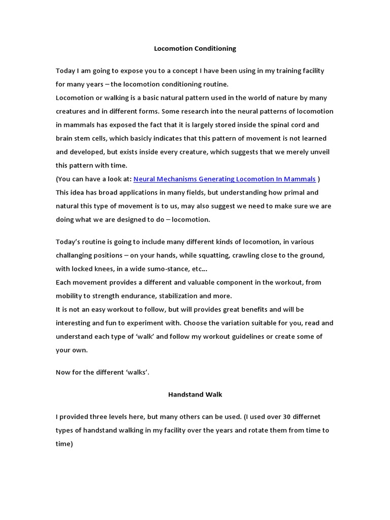Locomotion Conditioning Ido Portal | PDF | Human Anatomy | Sports