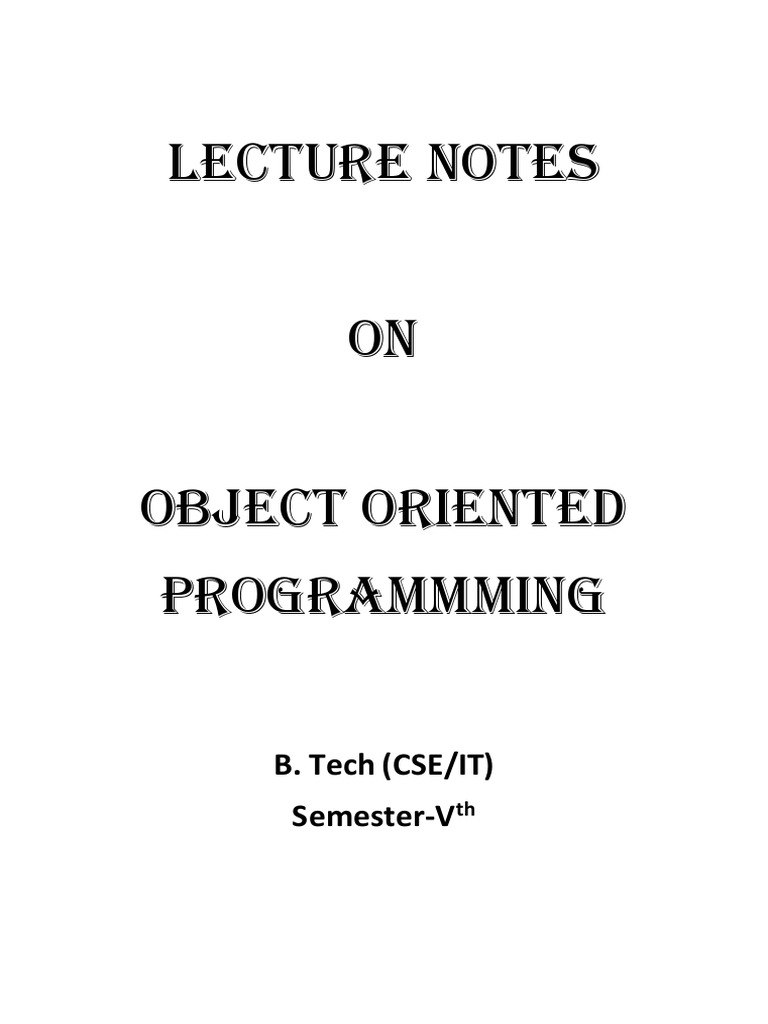 E Notes Object Oriented Programming Pdf Pdf Abstraction Computer Science Object Oriented