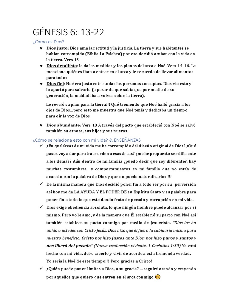 Génesis 6 13 22 PDF | PDF | Noé | Arca de Noé