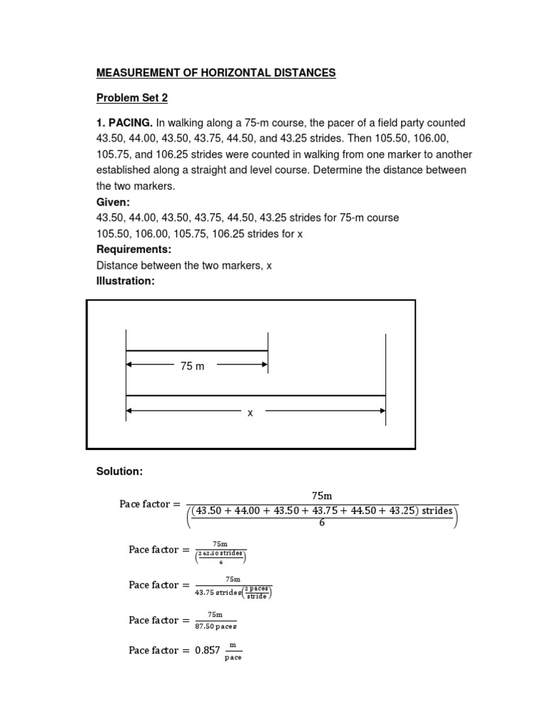 Measurement of Horizontal Distances Problem Set 2 1. PACING. in Walking ...