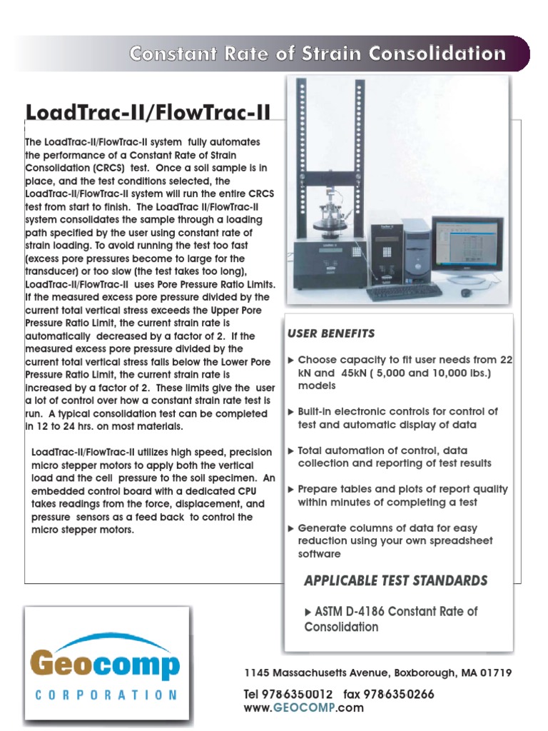 Automated Constant Rate of Strain Consolidation Testing Using LoadTrac ...