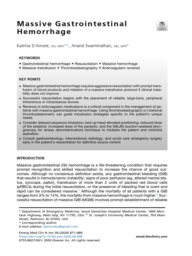 Massive Gastrointestinal Hemorrhage | PDF | Medical Specialties ...