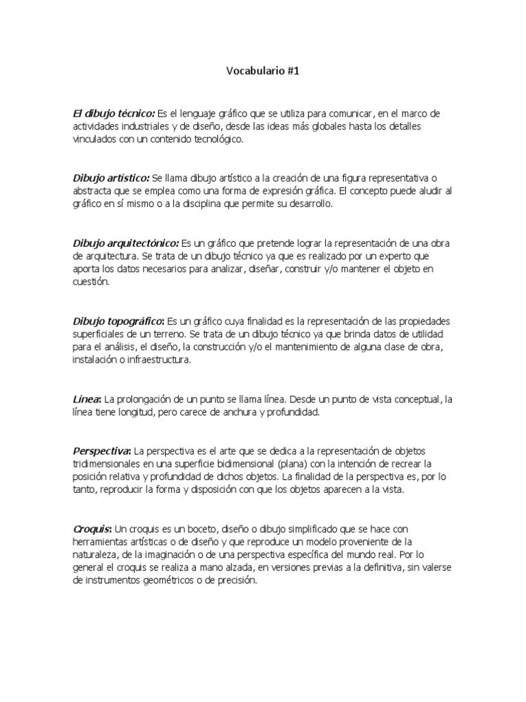 Vocabulario#1 | PDF | Dibujo | Perspectiva (Gráfica)