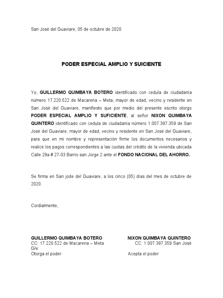 Poder Especial Amplio y Suficiente | PDF