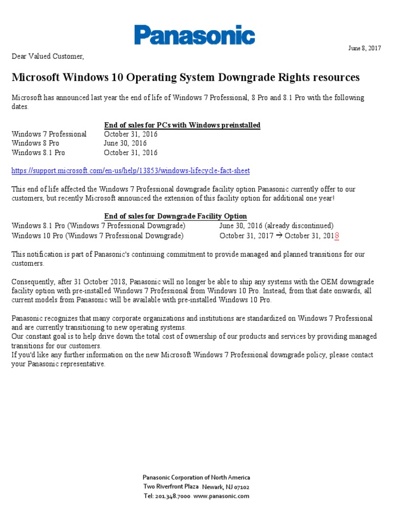 Microsoft Windows 10 Operating System Downgrade Rights Resources | PDF ...