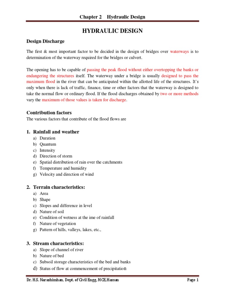 Hydraulic Design | PDF | Flood | Discharge (Hydrology)