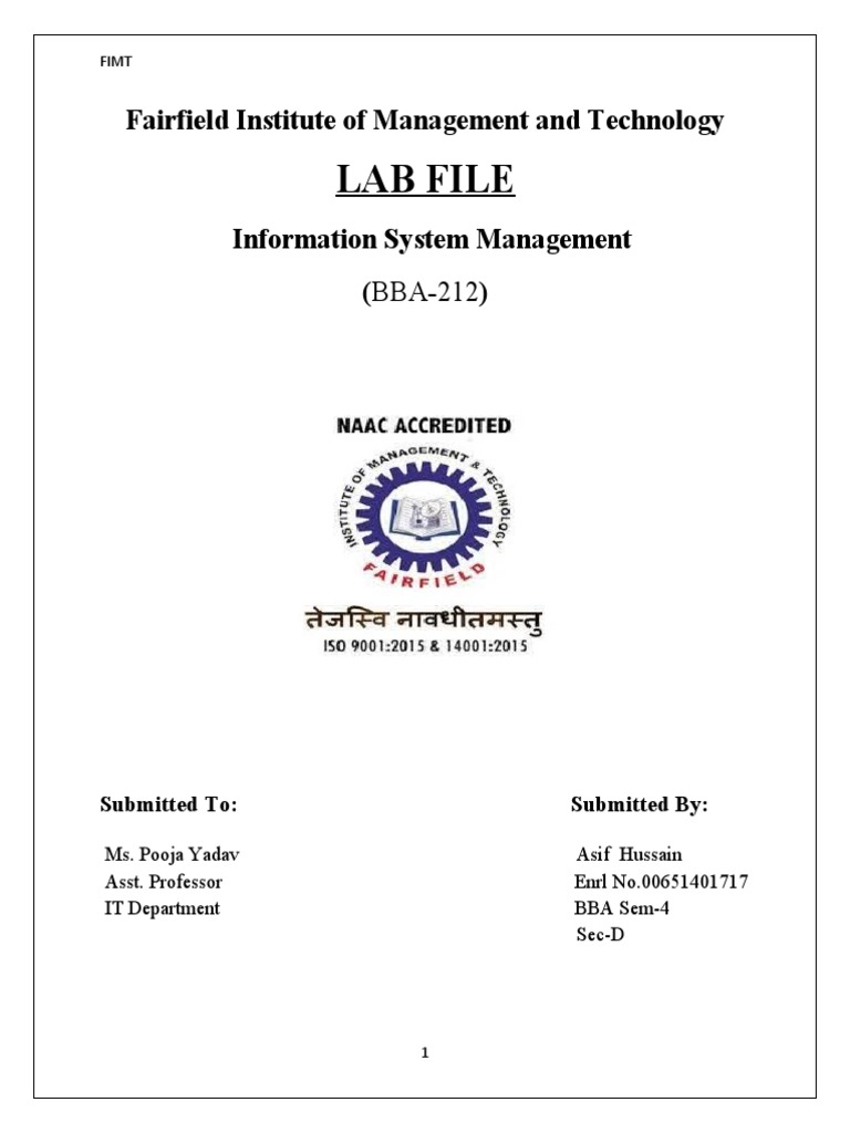 ISM-Practical File-BBA 212 | PDF | Relational Database | Sql ISM-Practical File-BBA 212 | PDF | Relational Database | Sql