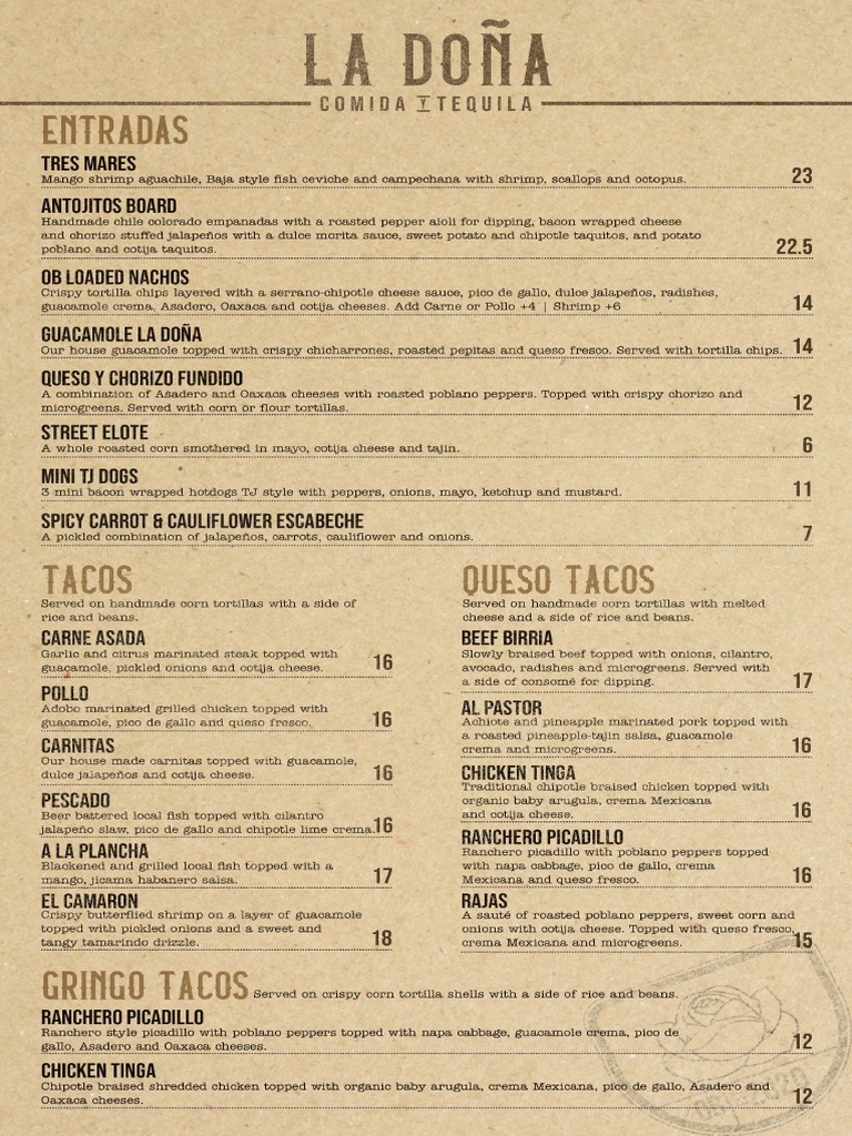 La Doña Menu
