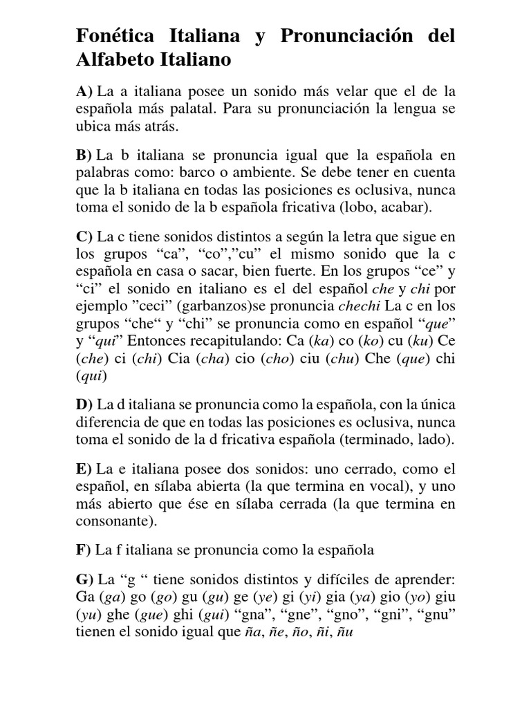 4 Fonética Italiana y Pronunciación Del | PDF | Fonética | Voz humana