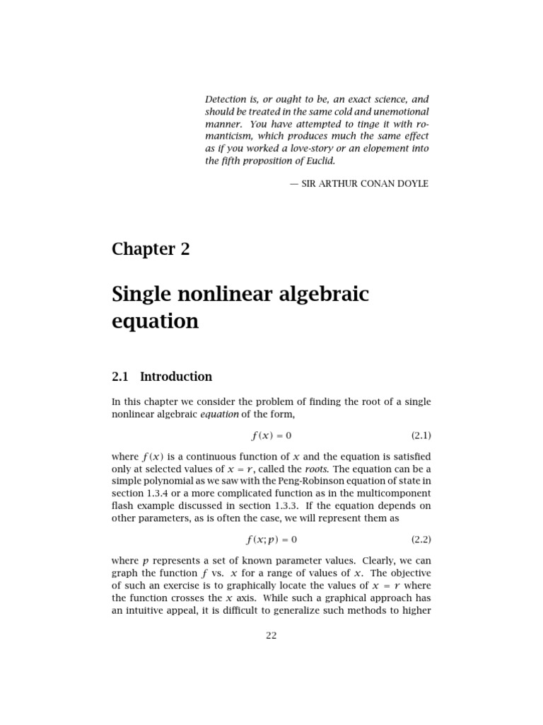 Single Nonlinear Algebraic Equation | Download Free PDF | Zero Of A Function | Polynomial