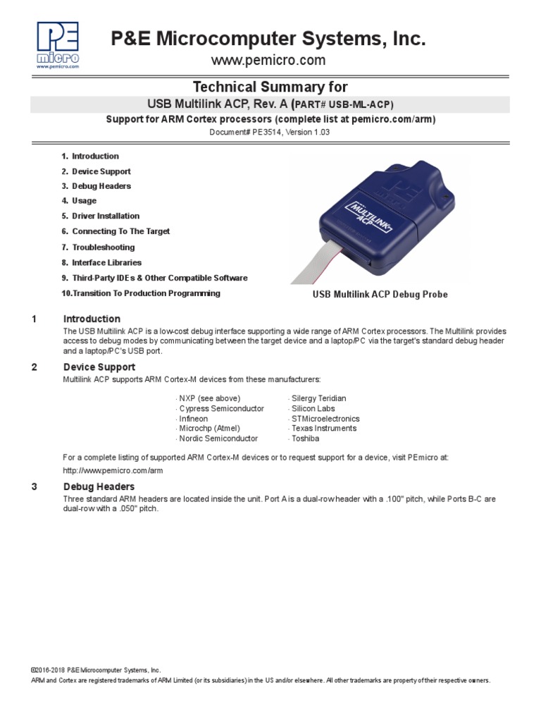 PE3514 - Technical Summary For USB-ML-ACP | PDF | Device Driver | Arm ...
