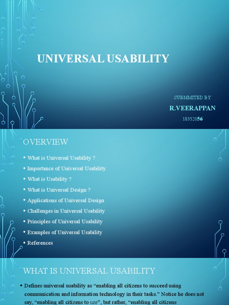 Universal Usability R.veerappan 18352056 | PDF | Usability | Educational Technology