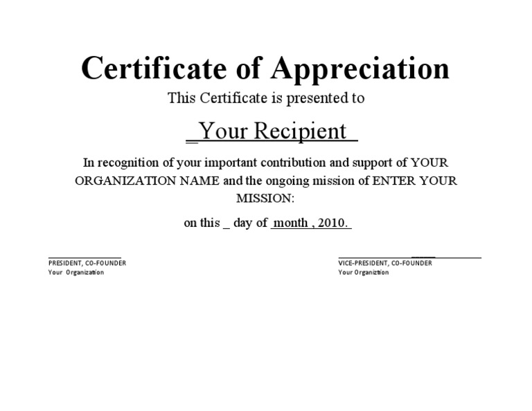 Certificate of Appreciation Template | PDF | Career & Growth