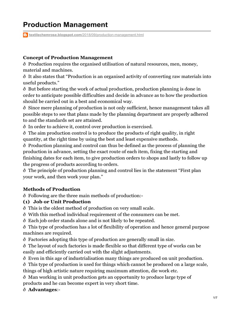 Production Management | PDF | Mass Production | Production And ...