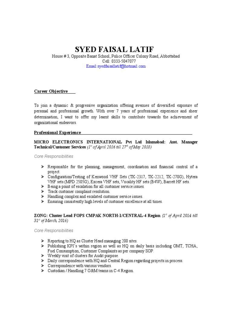 Resume Syed Faisal Latif | PDF | Electronics | Computing