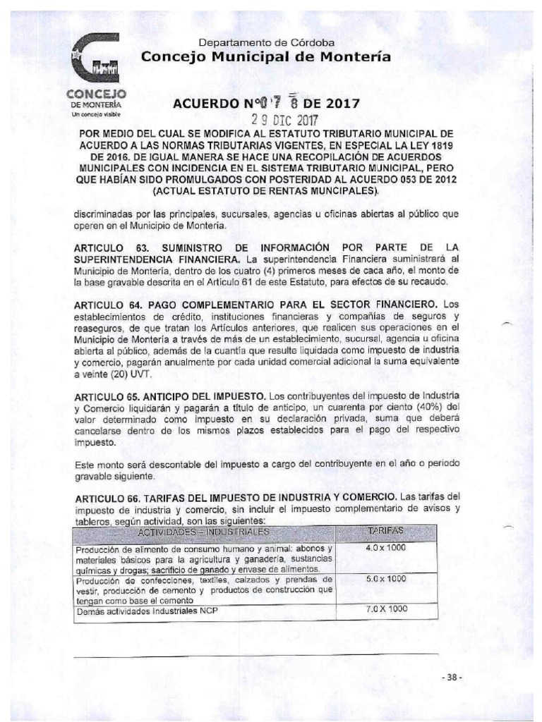 Porcentajes ICA Monteria | PDF