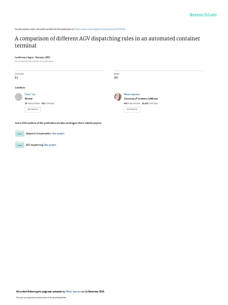 AGV Dispatching Rules Comparison | PDF