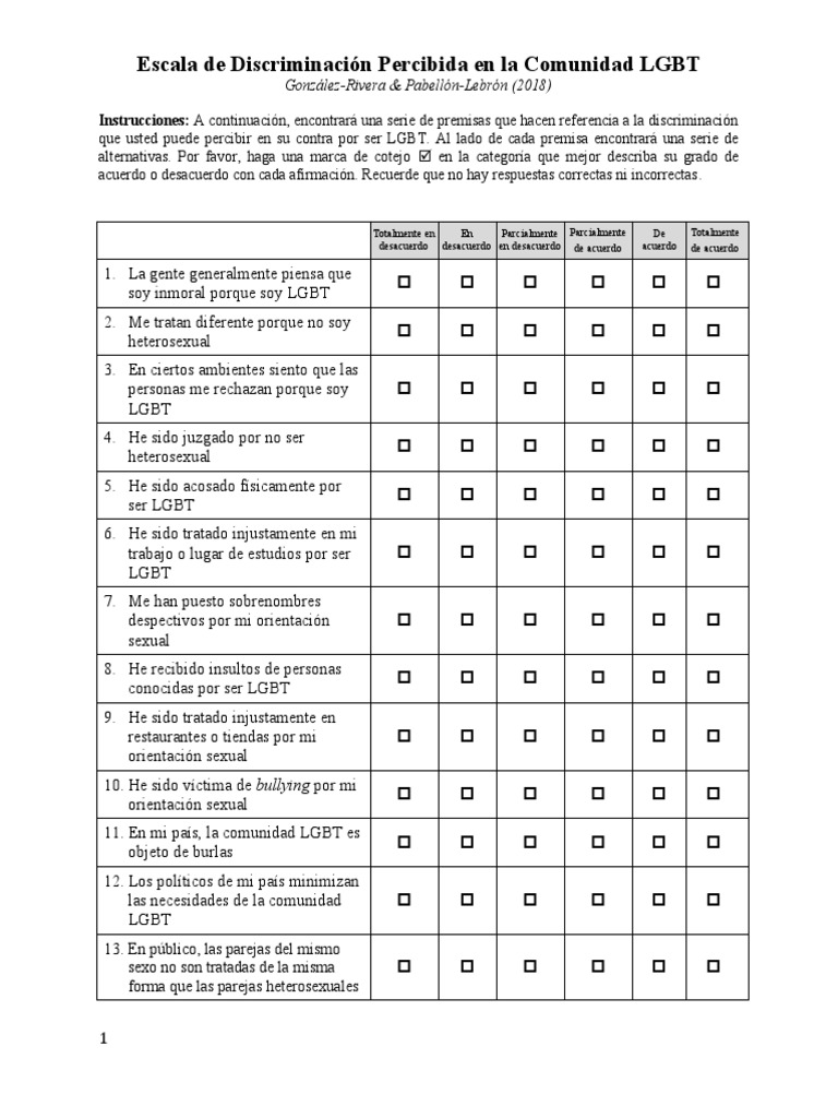 Escala de Discriminación Percibida en La | PDF | LGBT | Estudios LGBTQIA+