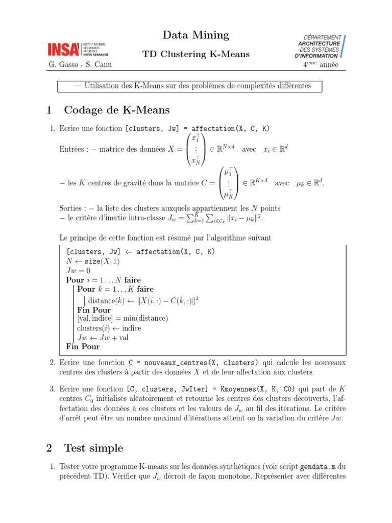 Td K Means Pdf Algorithmes Et Structures De Données Programmation Informatique