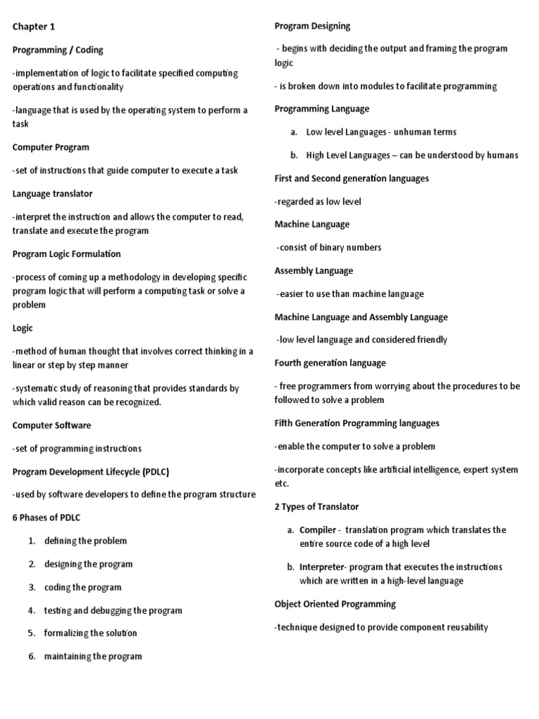 Chapter 1 (Reviewer) | Download Free PDF | Computer Program | Programming