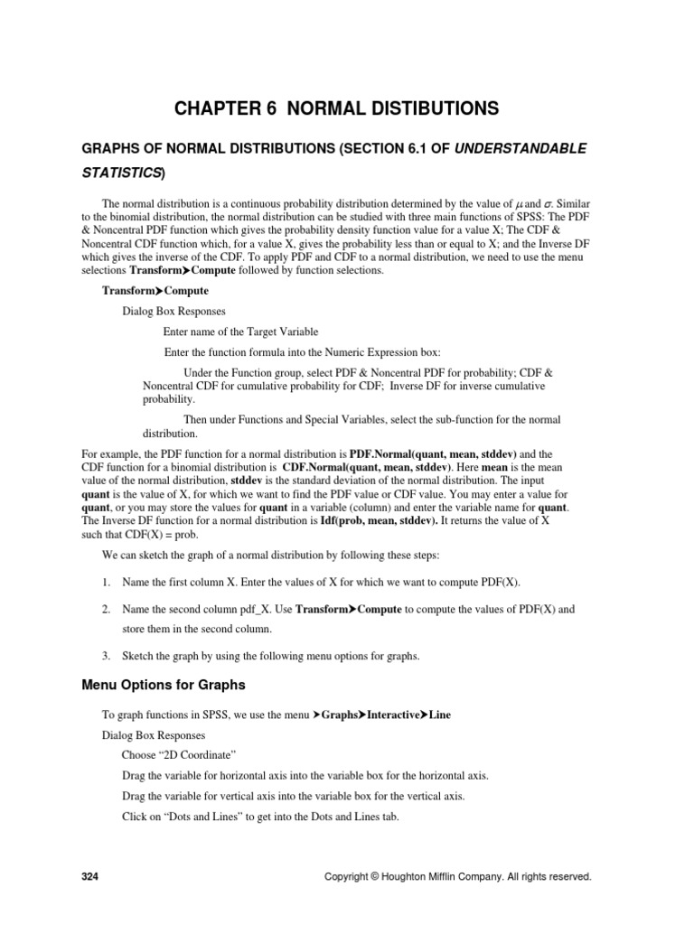 Chapter 6 Normal Distibutions: Graphs of Normal Distributions (Section ...