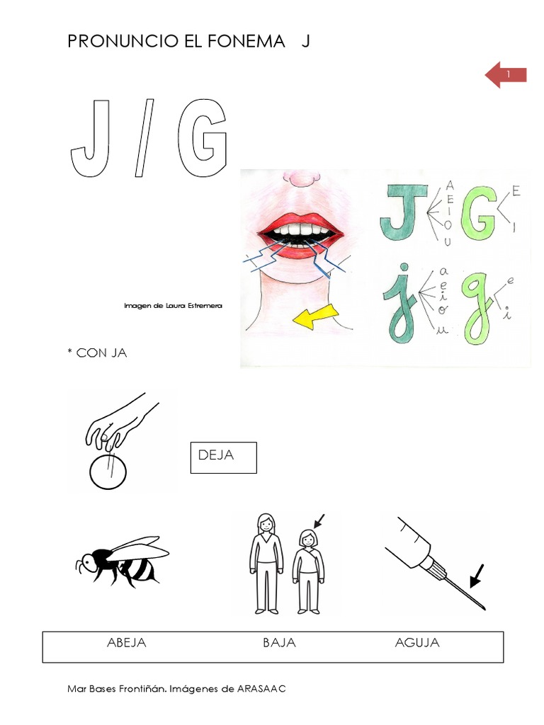 Actividades para pronunciar el fonema J | PDF