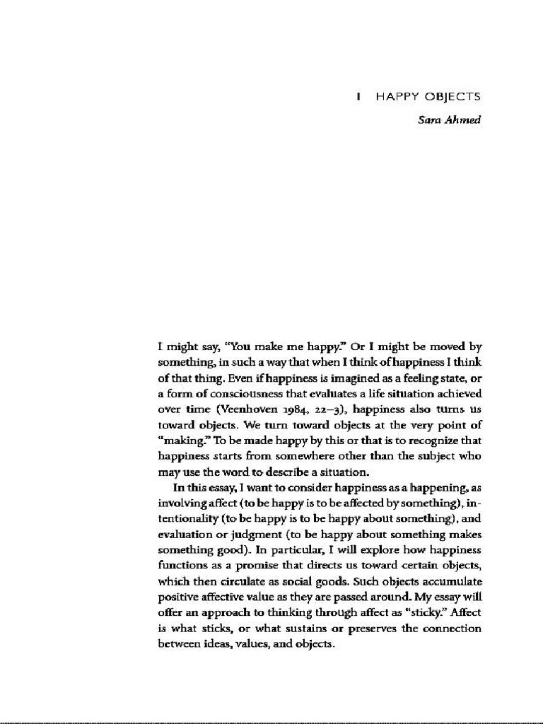 Ahmed - 1984 - Happy Objects PDF | PDF | Happiness | Feeling