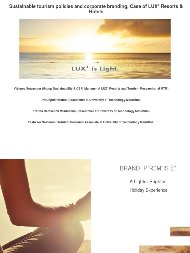 Sustainable Tourism Policies and Corporate Branding, Case of LUX ...