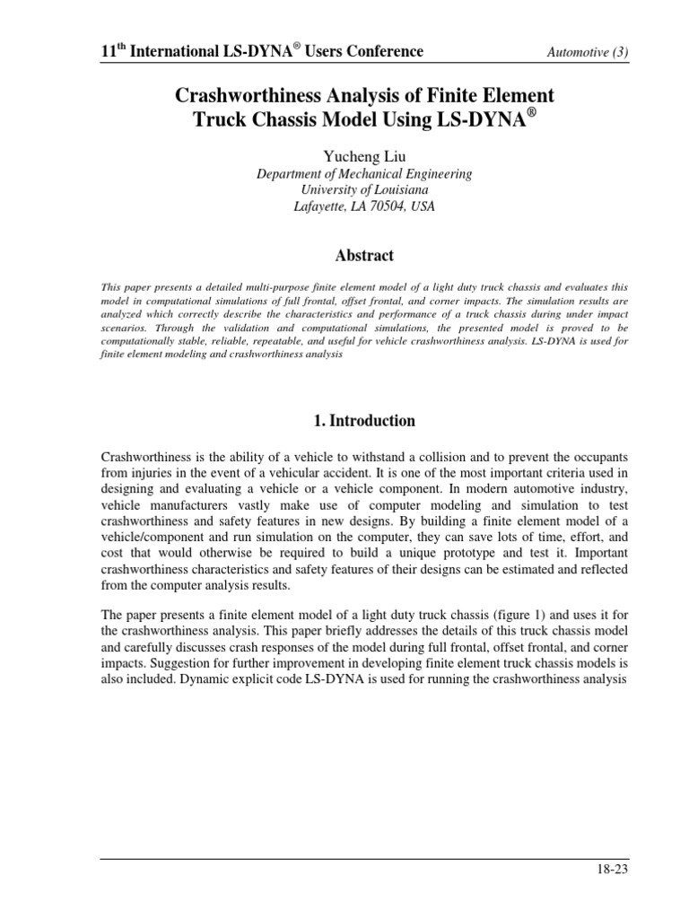 Crashworthiness Analysis of Fe Truck Chassis Model Using Ls - Dyna ...