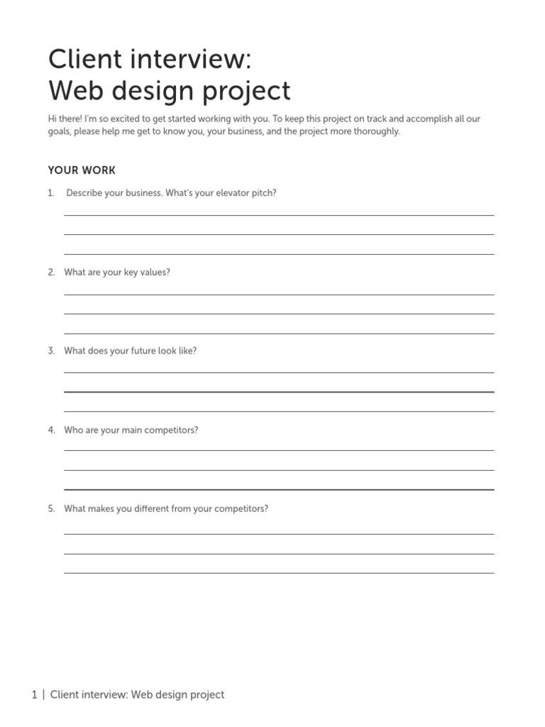 Client Interview: Web Design Project: Your Work | PDF