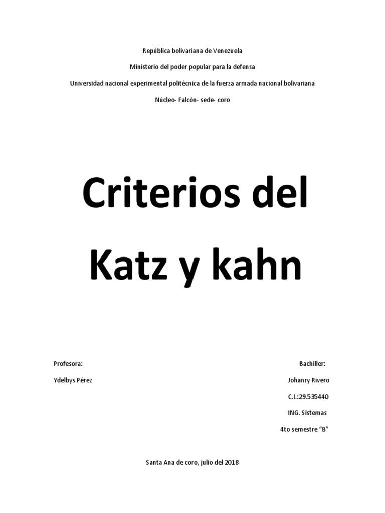 Criterios Del Katz y Kahn | PDF | Sistema | Realimentación