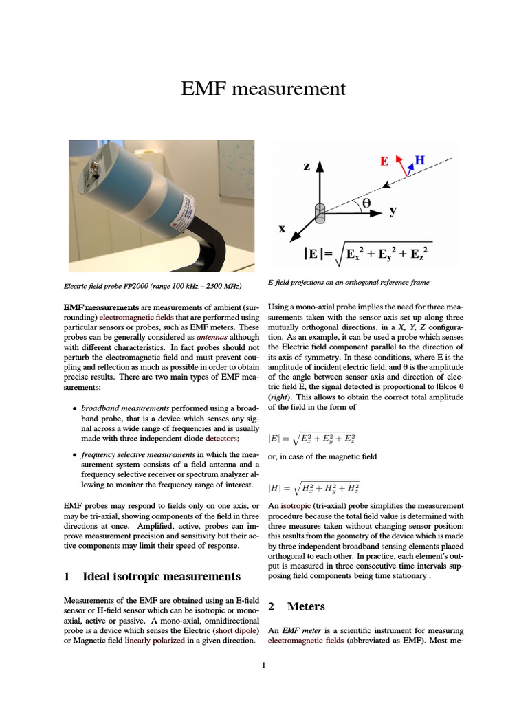 EMF Measurement: 1 Ideal Isotropic Measurements 2 Meters | PDF ...