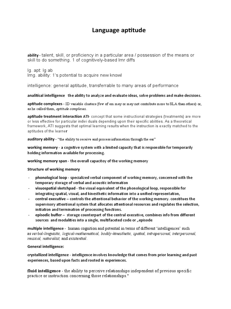 Language Aptitude | PDF | Working Memory | Motivation