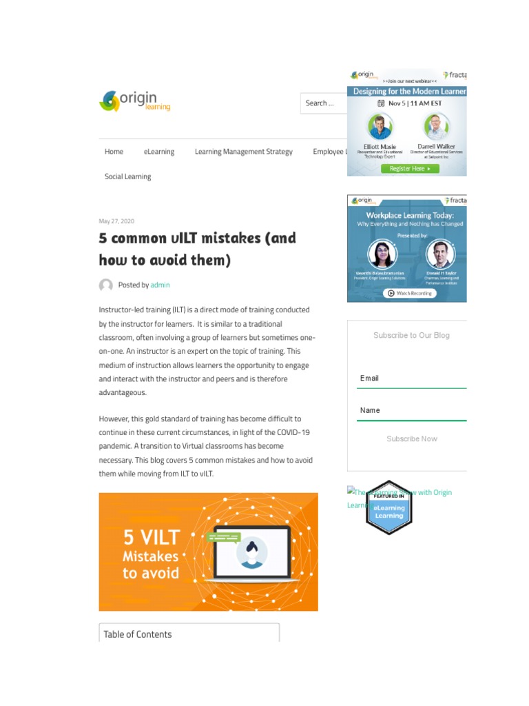 Five Common vILT Mistakes | PDF | Instructional Design | Educational Technology