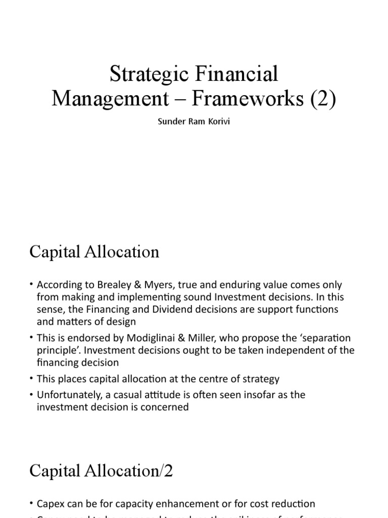 Strategic Financial Management - Frameworks (2) : Sunder Ram Korivi ...