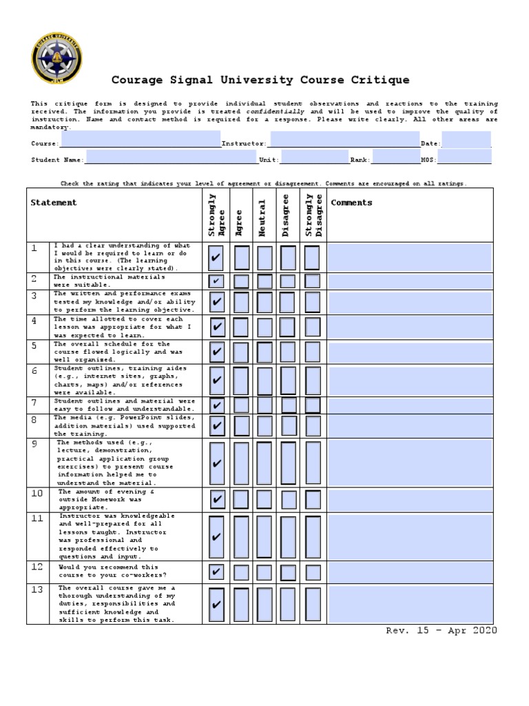 CSU - Course - Critique - Online Version v2 14 Apr 2020 | PDF ...