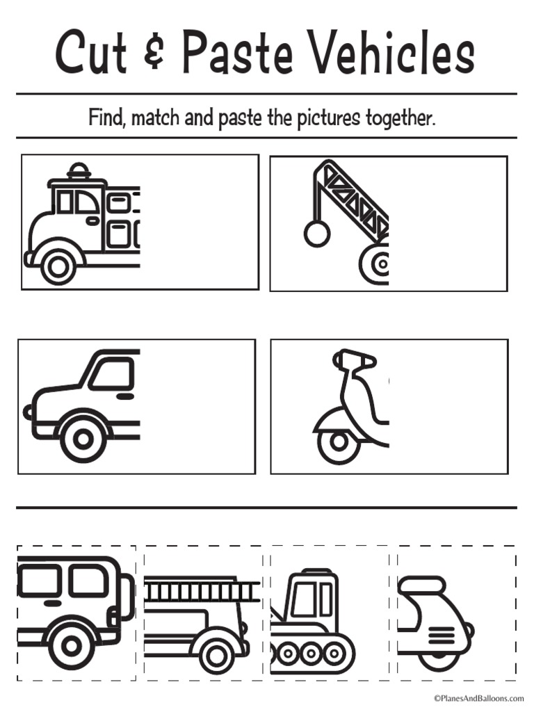 Cut and Paste Worksheets Preschool PDF | PDF | Language Arts ...