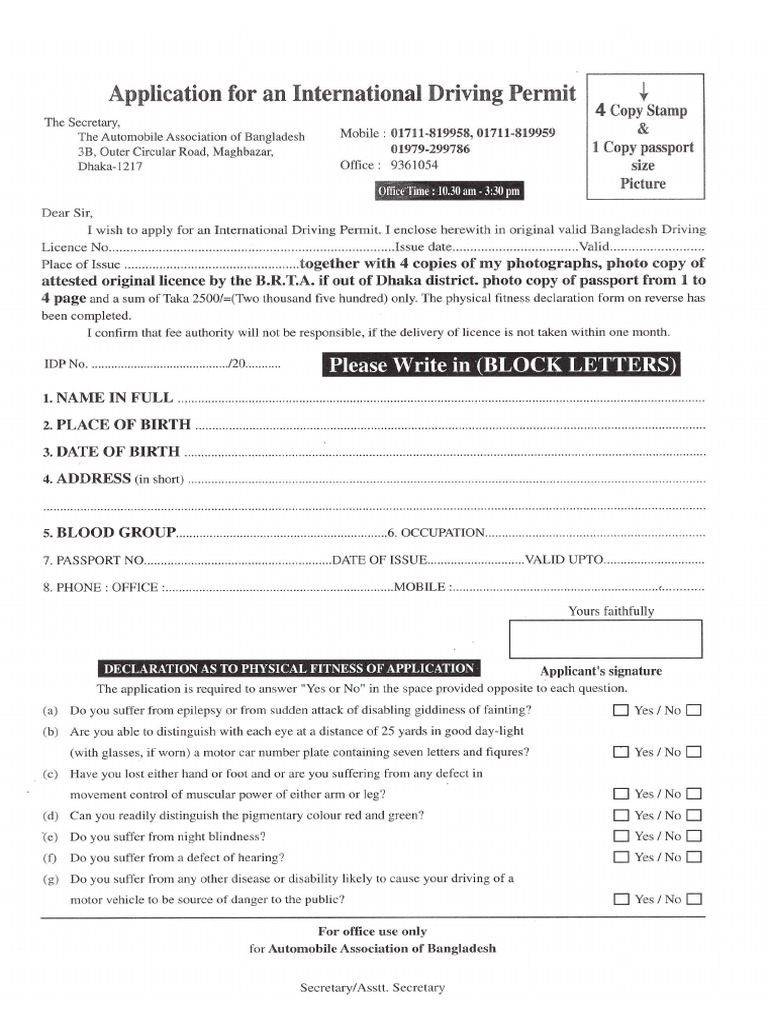 International Driving Licence From | PDF