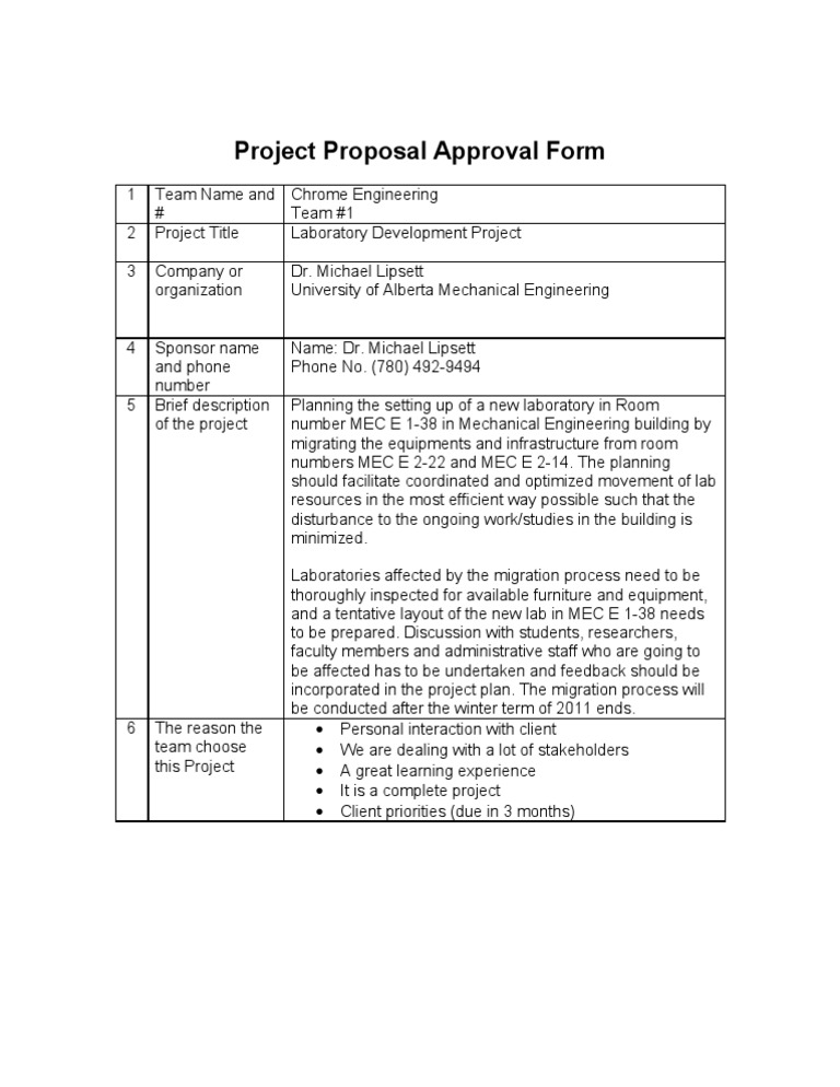 Project Proposal Approval Form | PDF