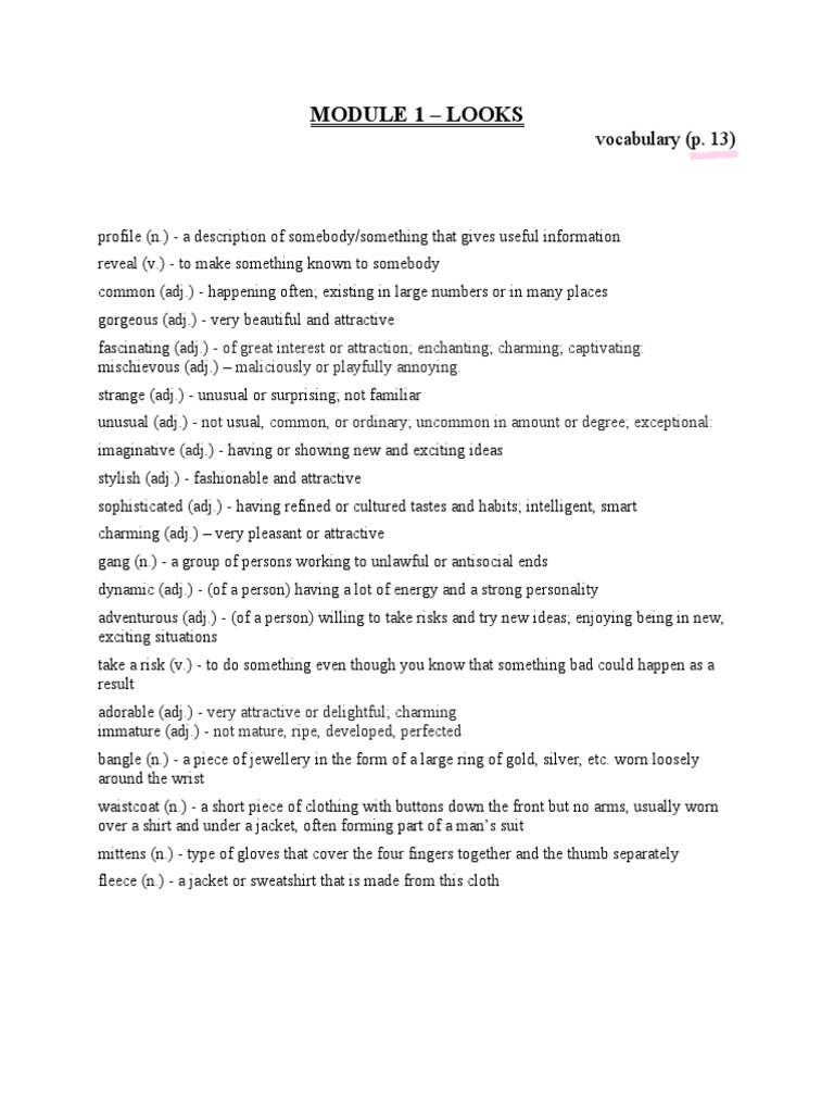 MODULE 1 - Vocabulary p.13 | PDF | Art