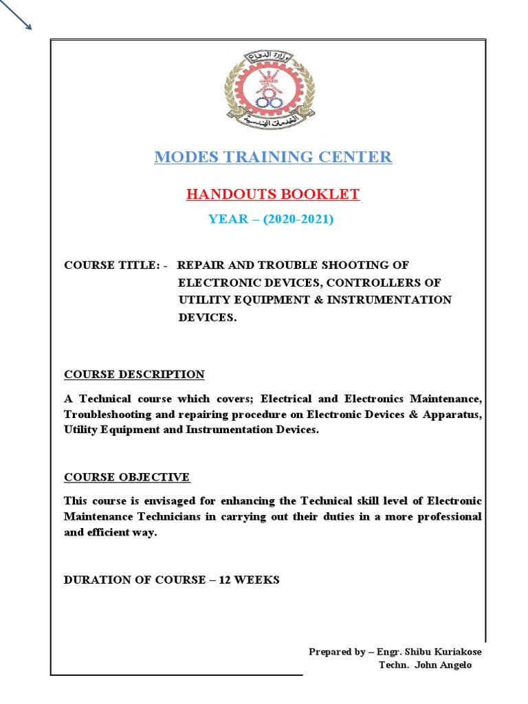 Handout Booklet Electronics | PDF | Power Supply | Electrical Impedance
