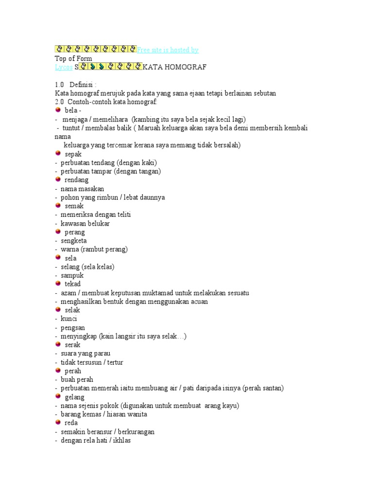 Contoh dan Definisi Homograf Melayu | PDF | Seni & Disiplin Bahasa