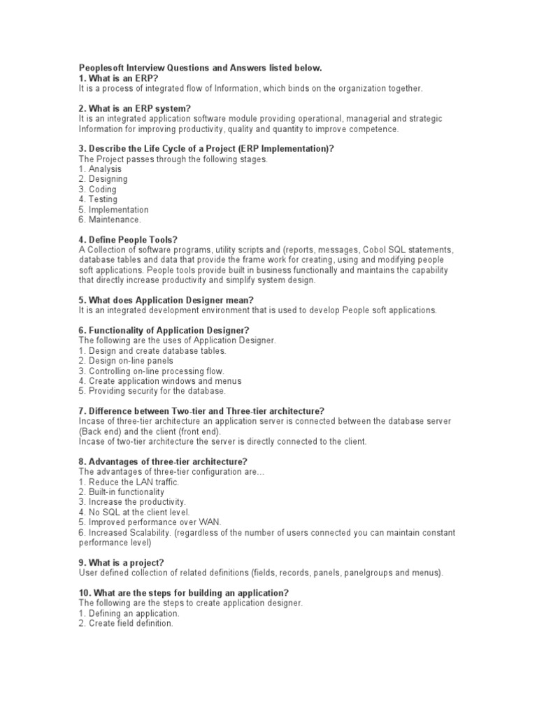 Peoplesoft Interview Questions | PDF | Sql | Databases