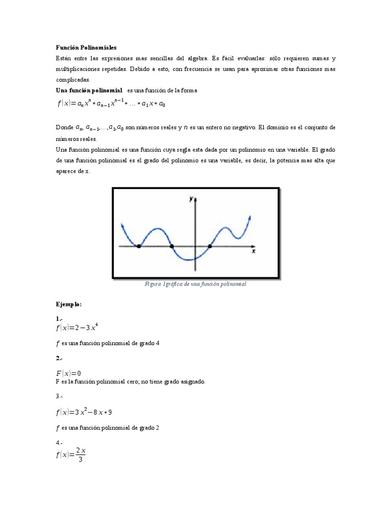 Función Polinomiales | PDF | Número Real | Función (Matemáticas)