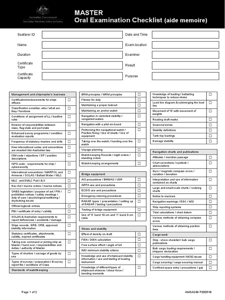 Master Oral Examination Checklist: A Comprehensive Guide to Assessing a ...